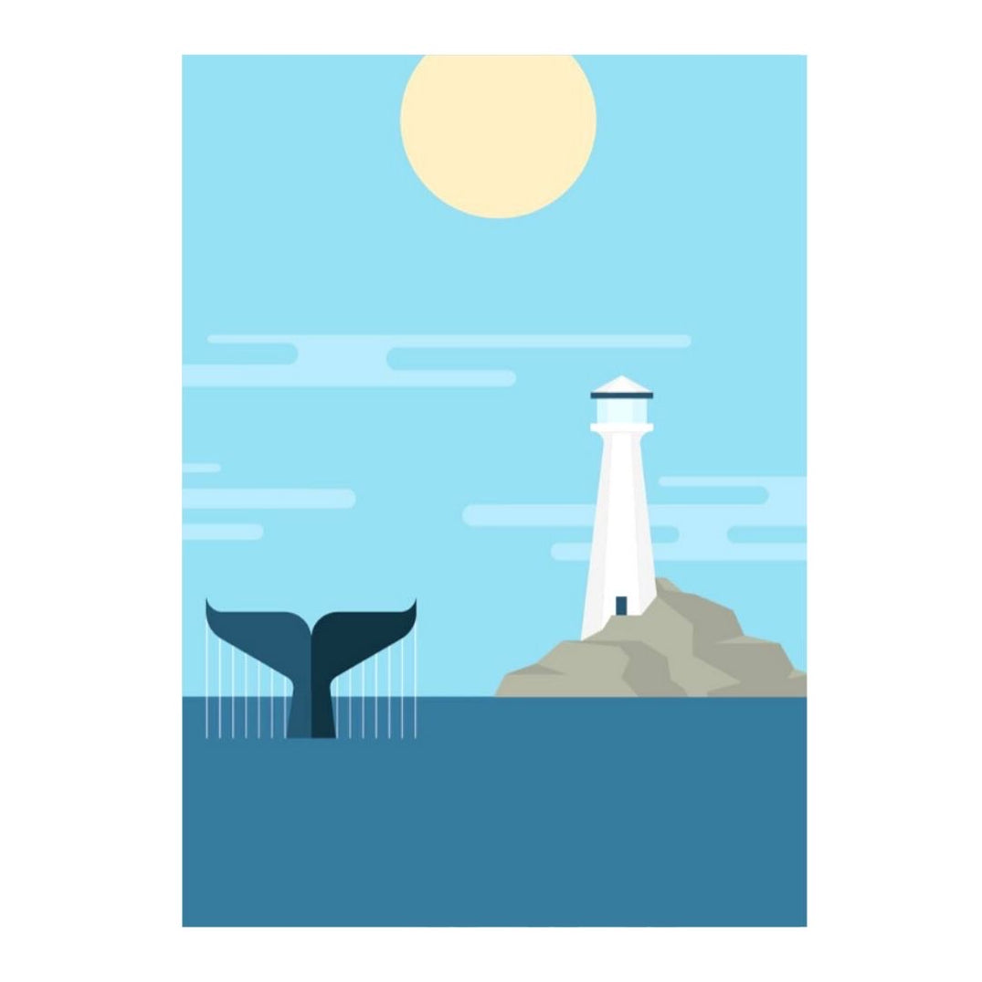 Tail and Lighthouse Print by Ed Harrison– Welsh Otter